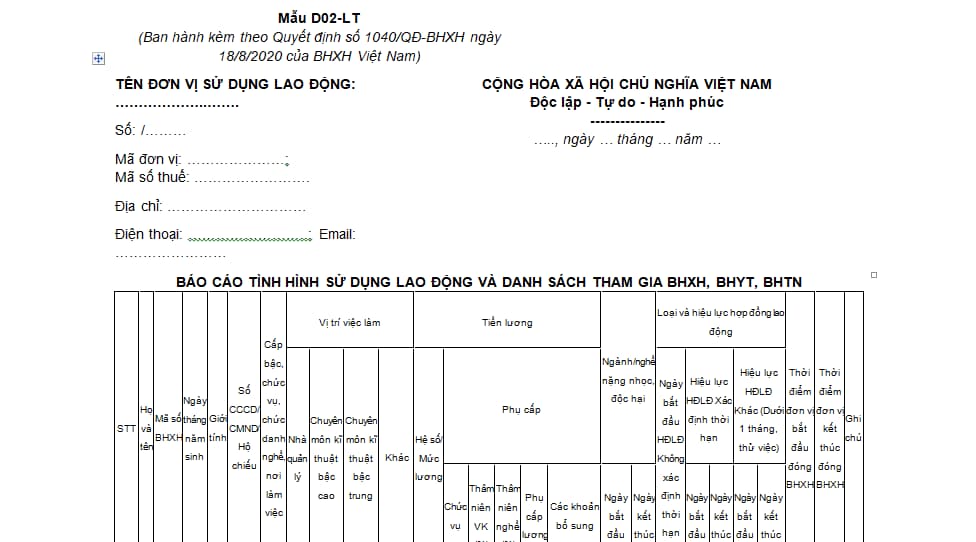 Tải mẫu D02-TS mới nhất 2025? Doanh nghiệp phải đóng bảo hiểm xã hội với tỷ lệ bao nhiêu trong ...