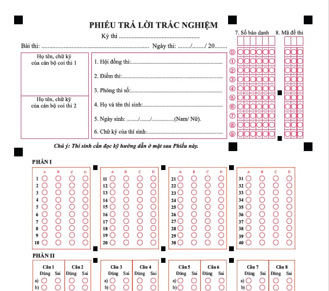 Tải mẫu Phiếu trả lời trắc nghiệm 2025 PDF? Hướng dẫn điền Phiếu trả lời trắc nghiệm 2025?