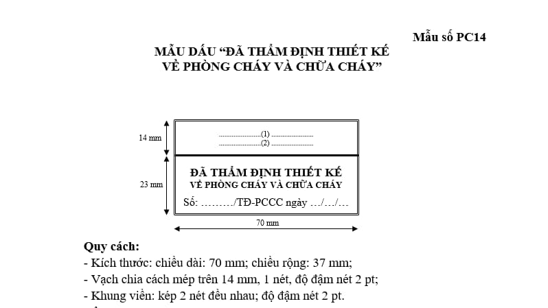 Tải mẫu PC14 mẫu dấu Đã thẩm định thiết kế về PCCC theo Nghị định 105 ...