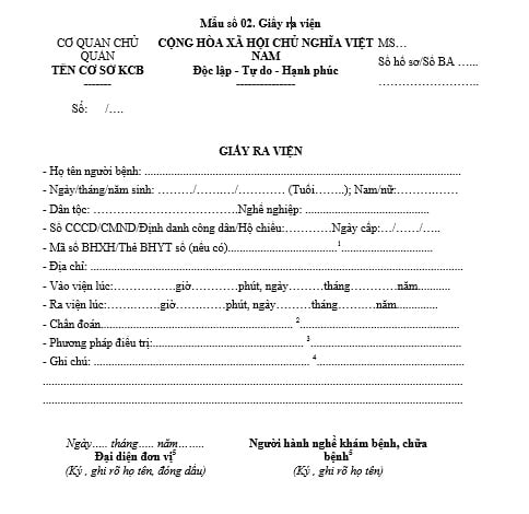 Mẫu giấy ra viện mới nhất 2025? Tải về mẫu giấy ra viện mới nhất áp ...