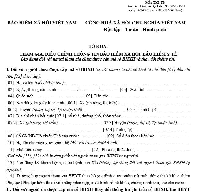 Mẫu TK1 TS mới nhất 2025 tải về? Quy định về quyền của người tham gia ...